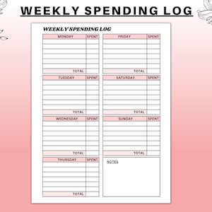 Weekly Spending Tracker, Spending Tracker, Expense Tracker Printable ...