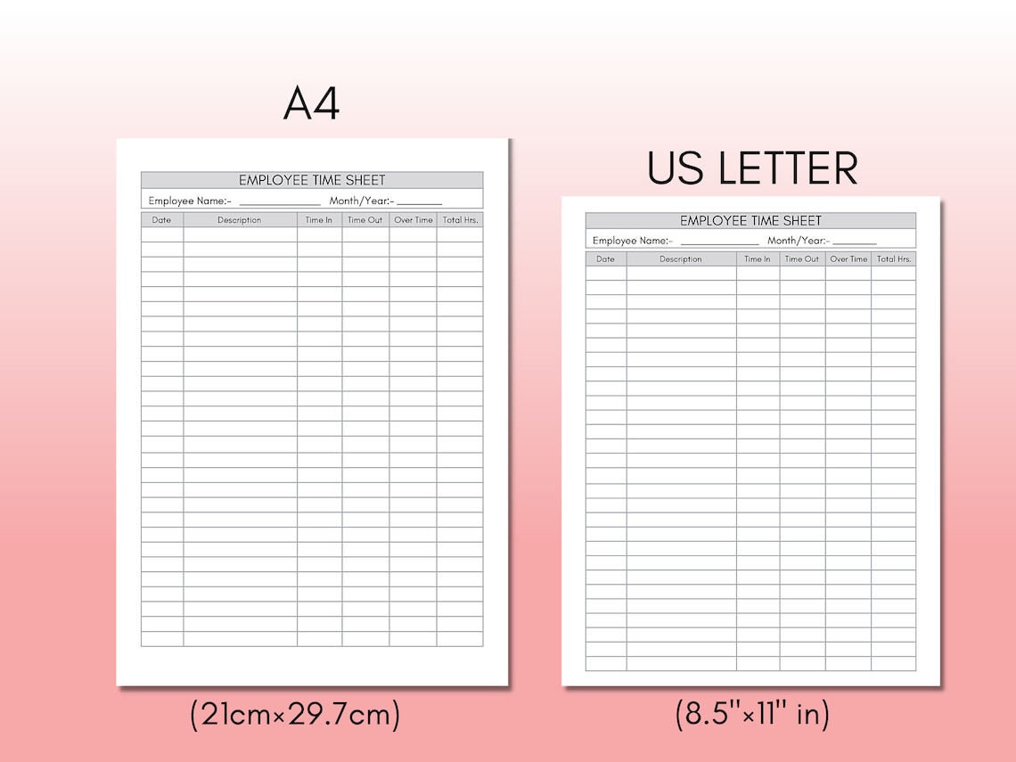 Employee Time Sheet, Time Card Template, Work Schedule Employee ...