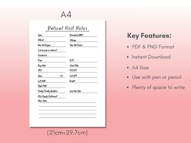 Hospice Nurse Patient Visit Notes – Nursing Assessment Log (PDF ...