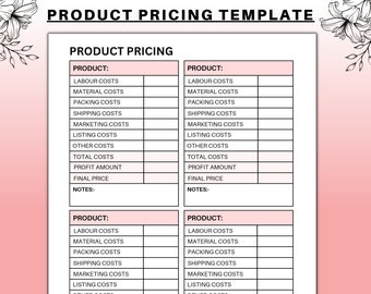 Product Pricing Printable Bundle, Product Price Calculator, Business ...