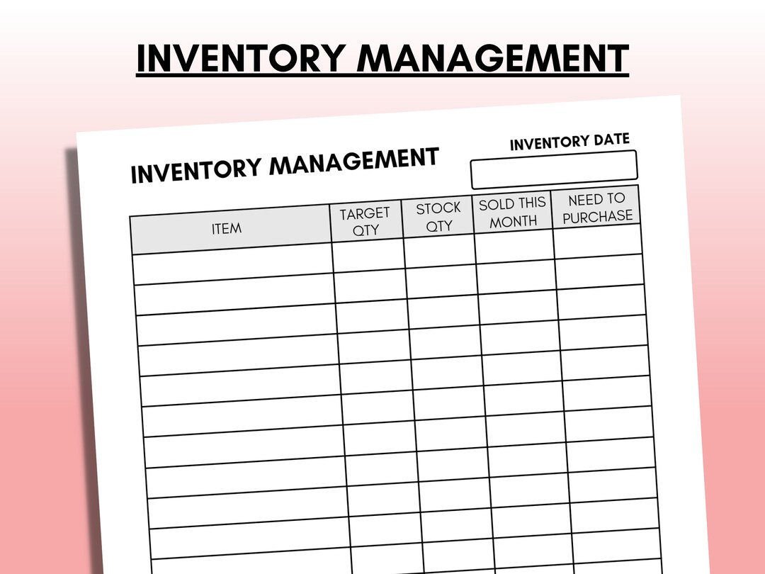 Inventory Management Form, Inventory Sheet, Inventory List, Small ...