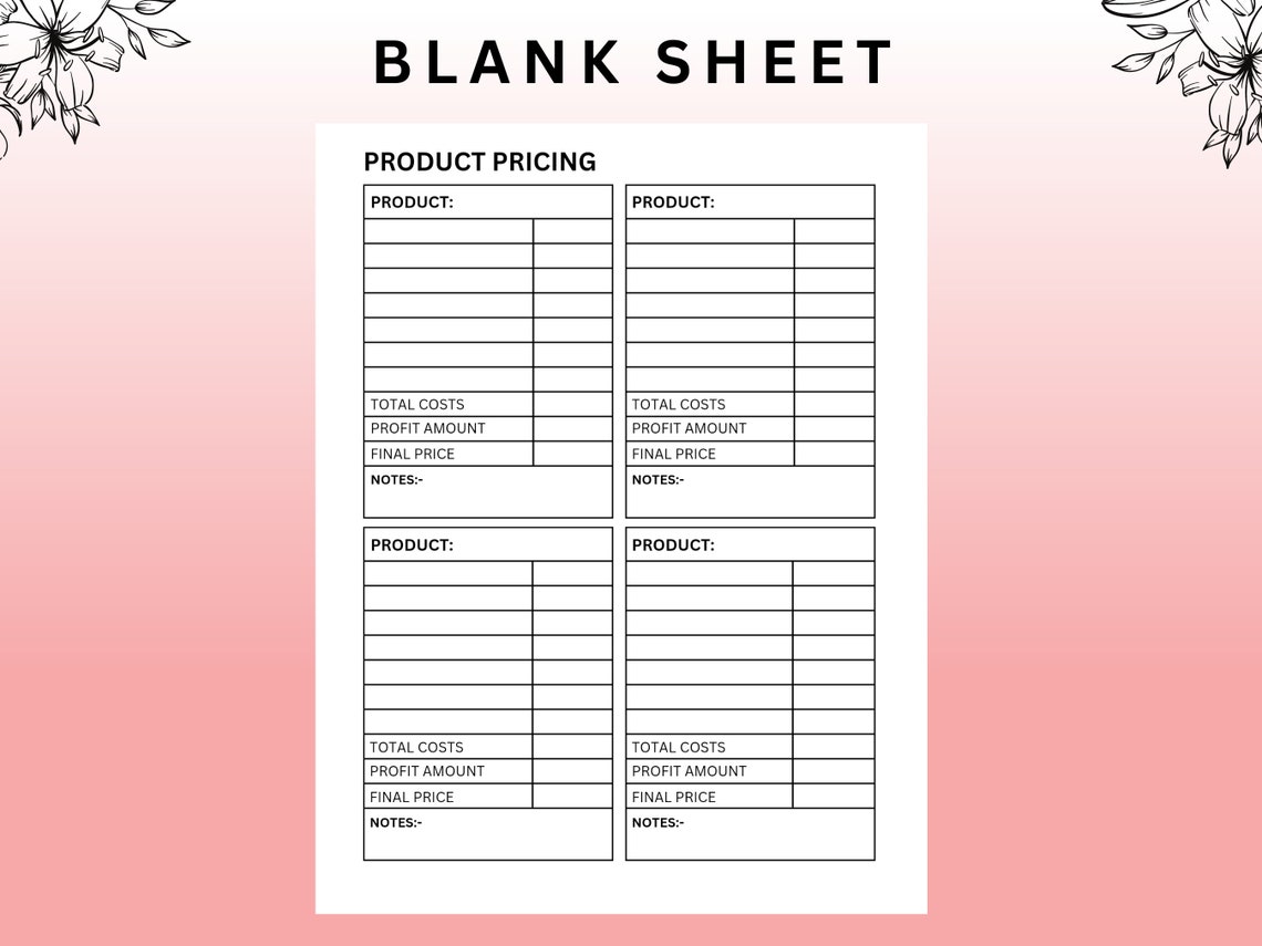 Product Pricing Template, Product Price Calculator, Business Costs ...