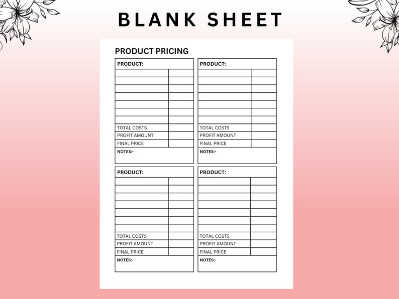 Product Pricing Template, Product Price Calculator, Business Costs ...