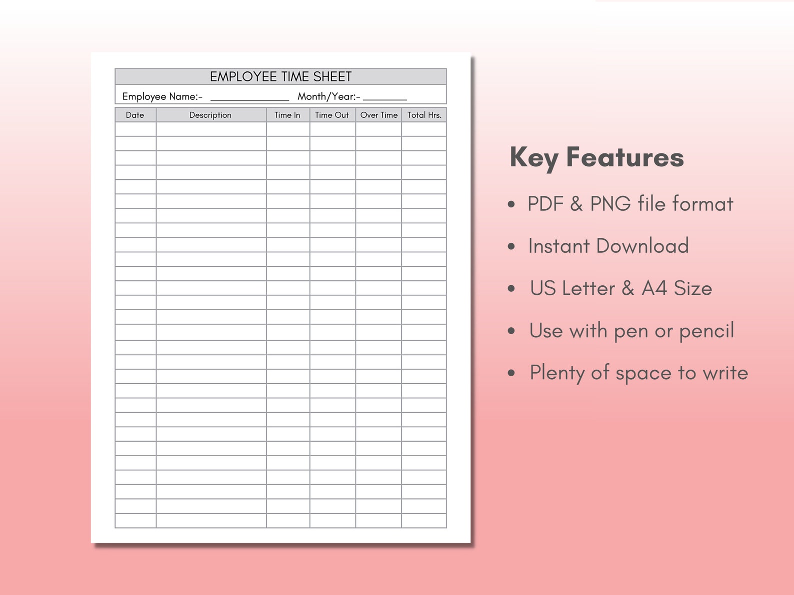 Employee Time Sheet, Time Card Template, Work Schedule Employee ...