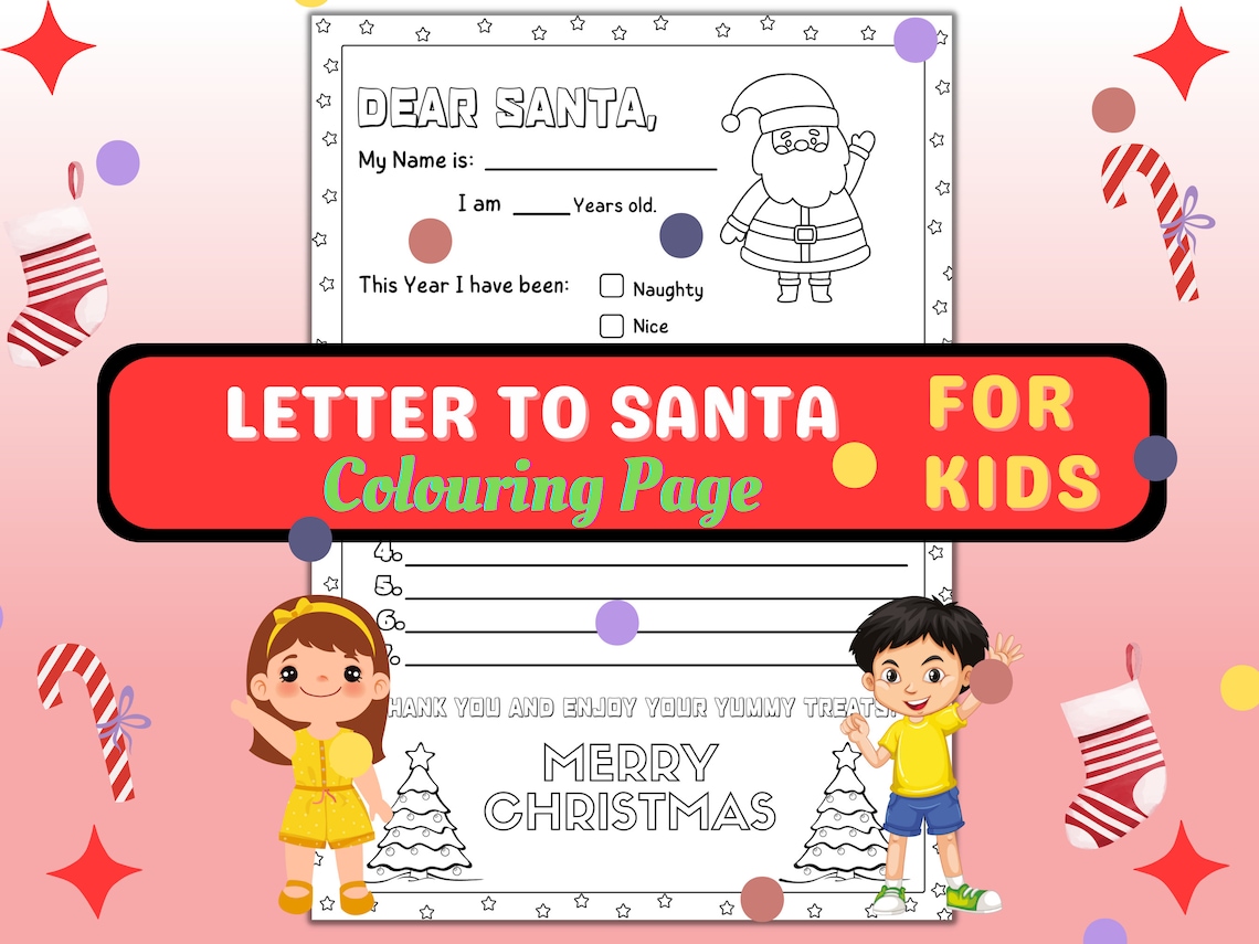 Letter to Santa Coloring Page Printable Dear Santa Letter Christmas ...