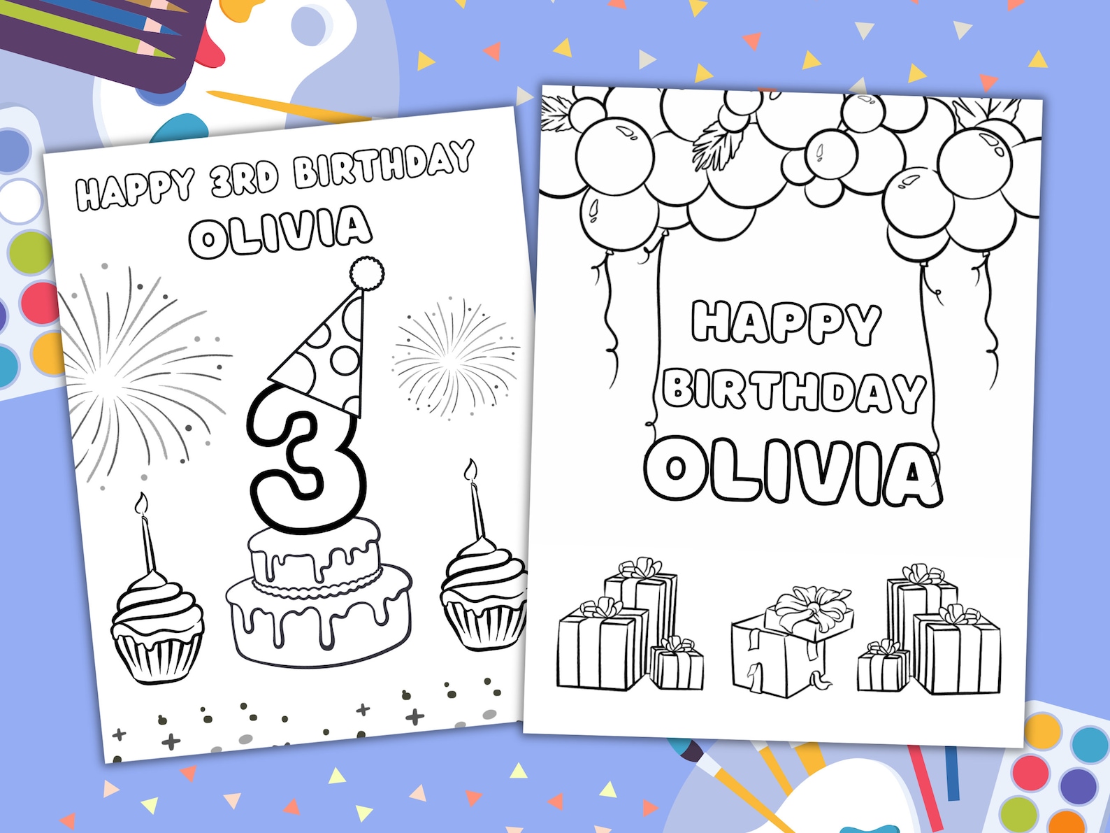 Personalized Birthday Coloring Pages for Kids Custom Name Birthday Kids ...