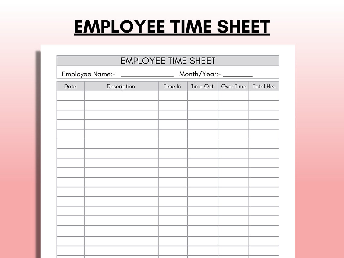 Employee Time Sheet, Time Card Template, Work Schedule Employee ...