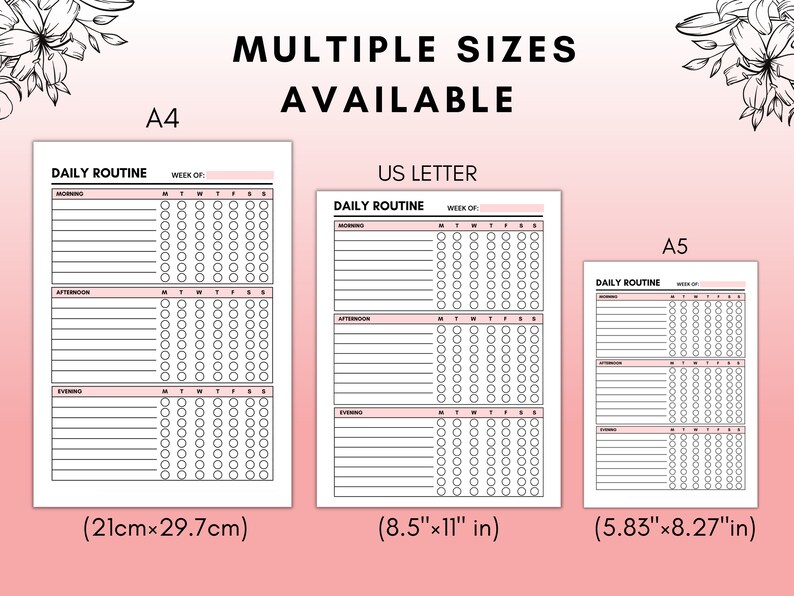 Daily Routine Planner, Daily Routine Template, Routine Planner, Habit ...