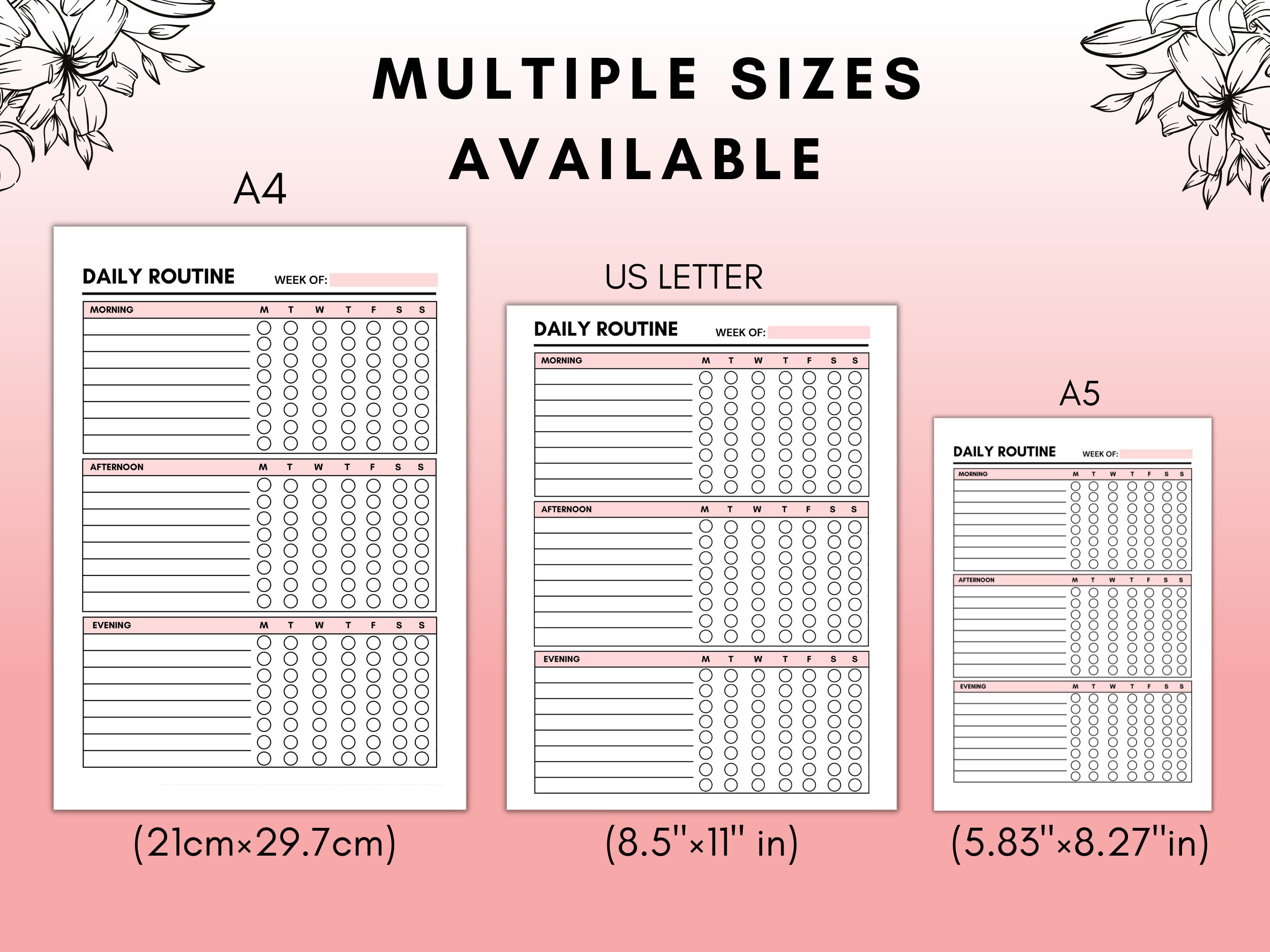 Daily Routine Planner, Daily Routine Template, Routine Planner, Habit ...