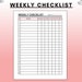 Weekly Checklist Printable, to Do List Template, Weekly Checklist ...