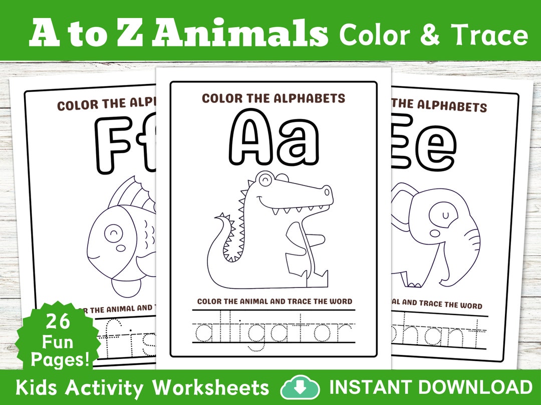 Alphabet Tracing Sheets for Kids, Alphabet Tracing Worksheet, Animal ...