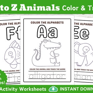 Alphabet Tracing Sheets for Kids, Alphabet Tracing Worksheet, Animal ...