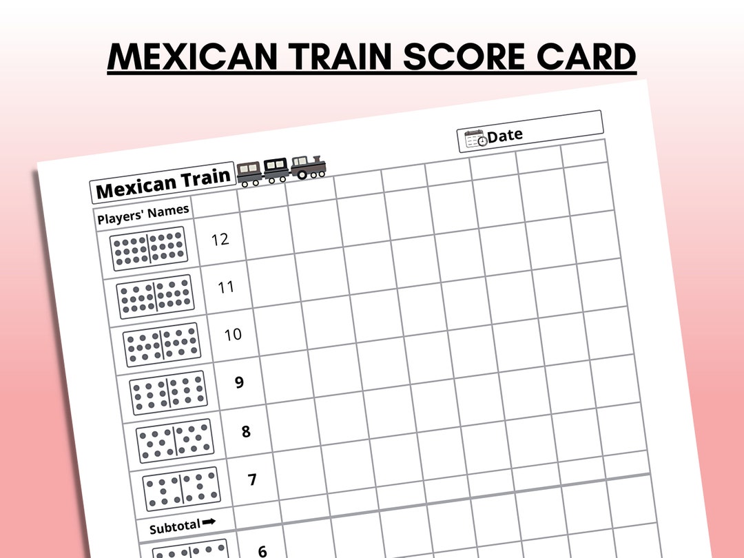 Mexican Train Score Card. Mexican Train Score Sheet. Mexican Train ...