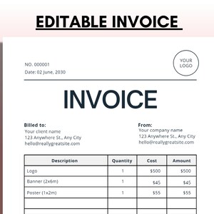 Invoice Template Editable in Canva. Business Invoice - Etsy