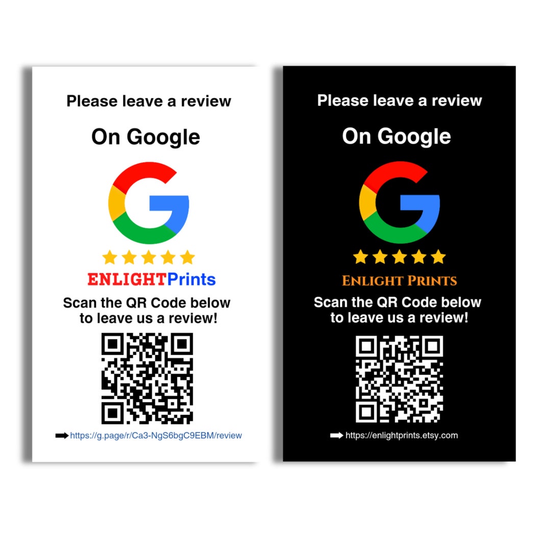 Google Review Card Google Review QR Code Cards Google Review Sign ...