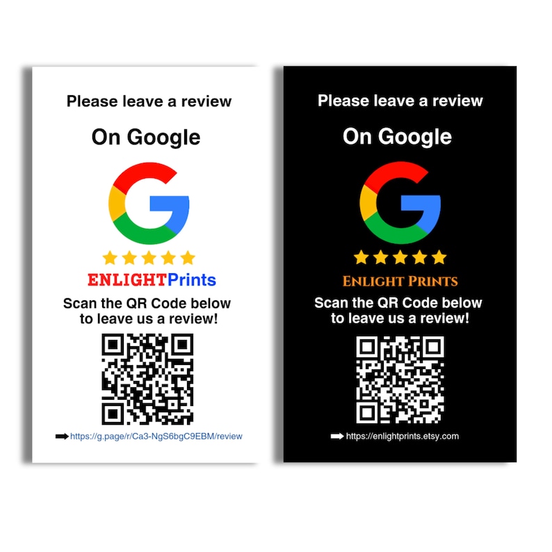 Google Review Card Google Review QR Code Cards Google Review Sign ...