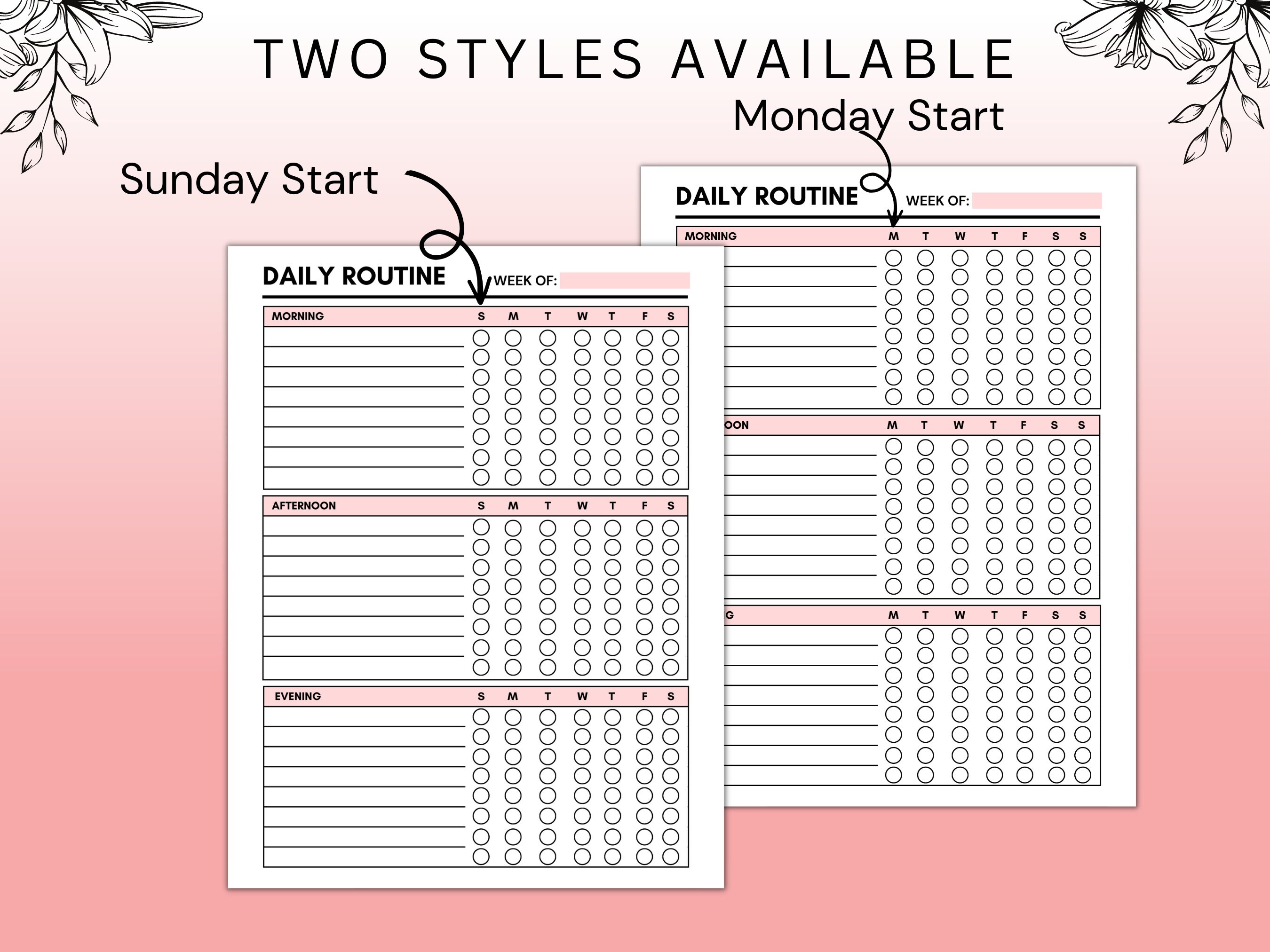 Daily Routine Planner, Daily Routine Template, Routine Planner, Habit ...