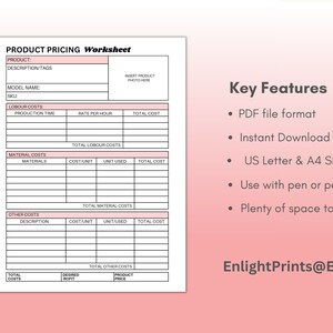 Product Pricing Printable Bundle, Product Price Calculator, Business ...