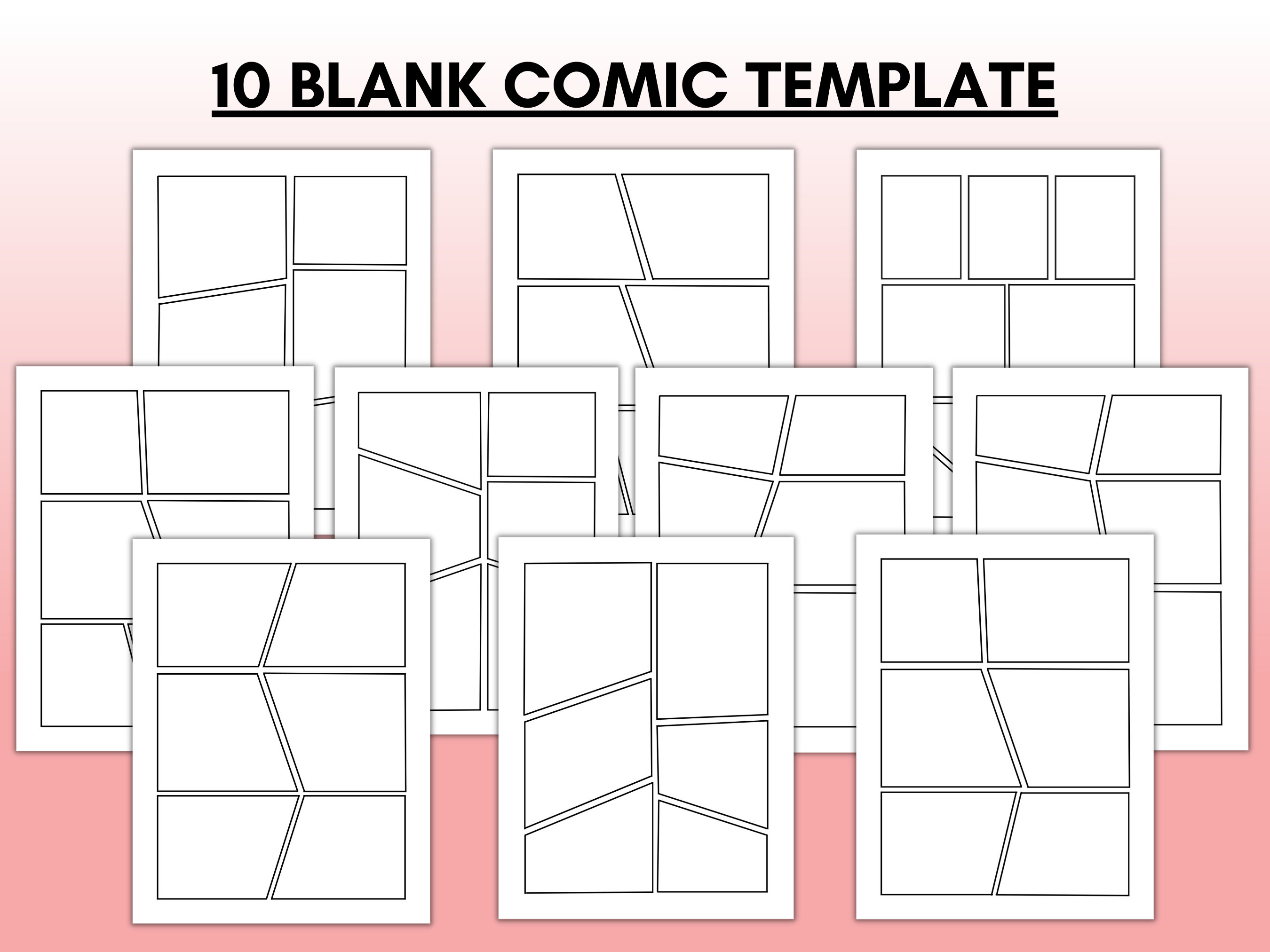 Blank Comic Book Template, Comic Book Strip Template, Empty Comic ...