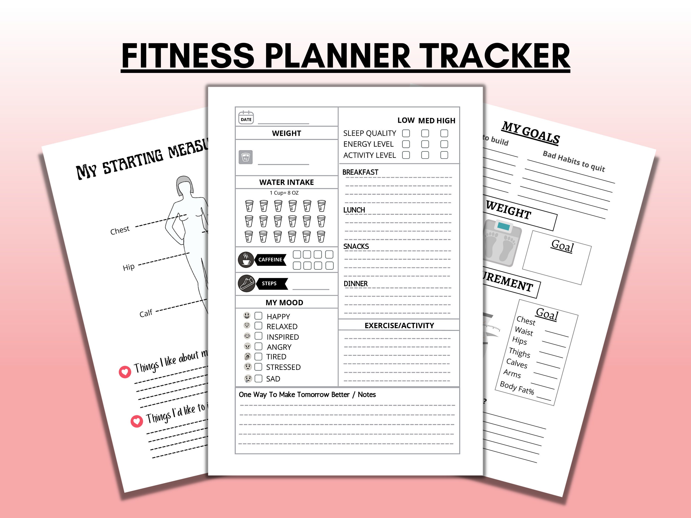 Food and Fitness Planner, Fitness and Weight Loss Planner With ...