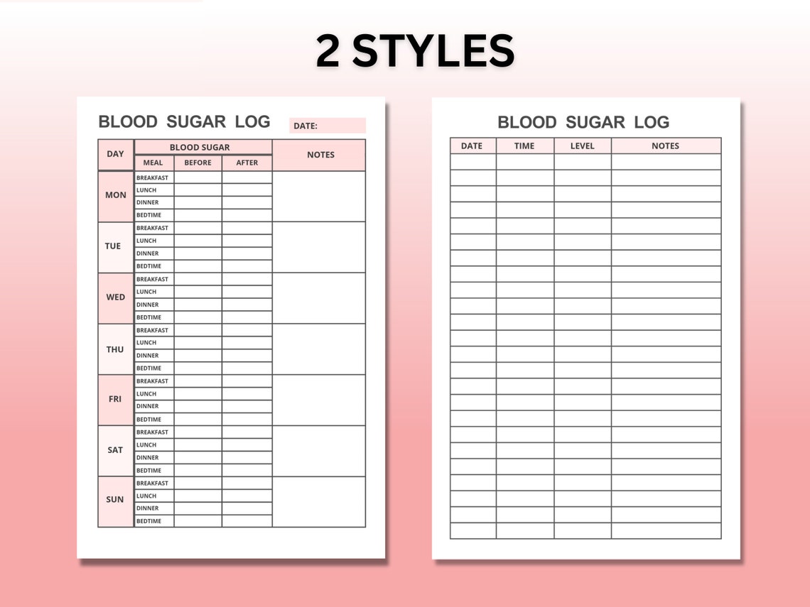 Blood Sugar Log, Blood Sugar Template, Blood Sugar Printable, Blood ...