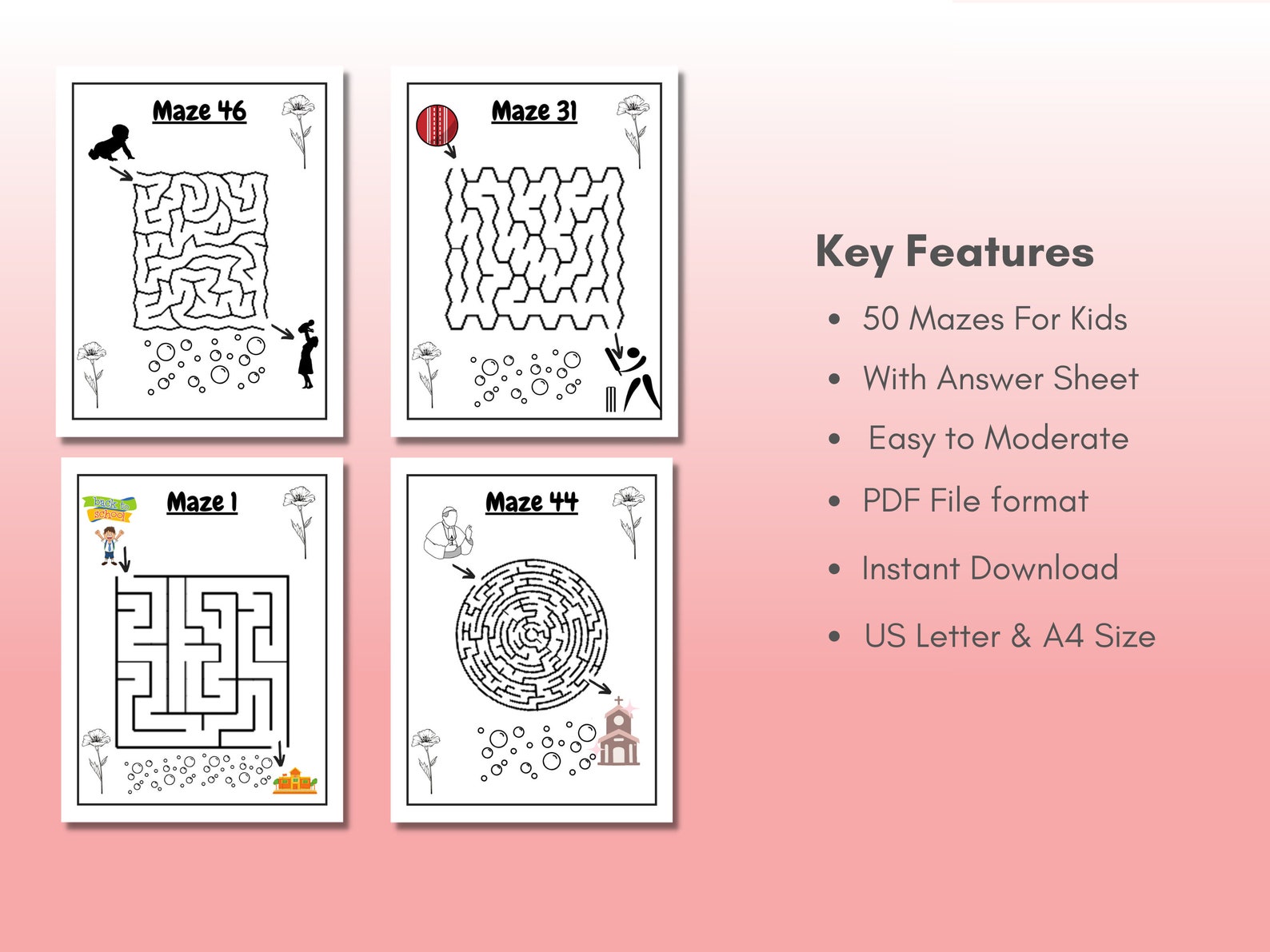 Mazes for Kids, an Amazing Fun Maze Activity Printable for Kids Ages 4 ...