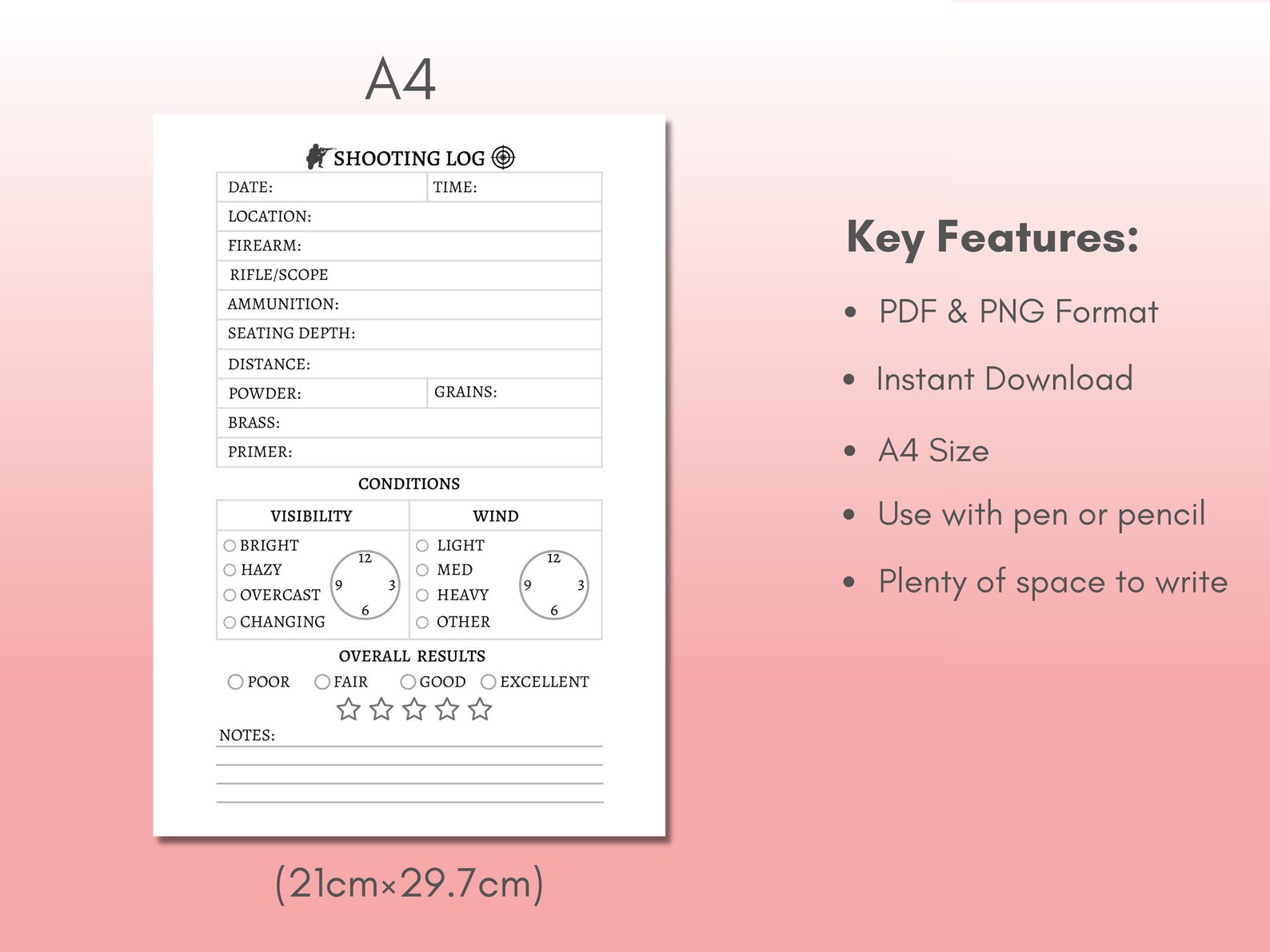 Shooting Log Printable, Shooters Data Record Book for Pistol and Rifle ...