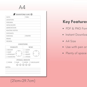 Shooting Log Printable, Shooters Data Record Book for Pistol and Rifle ...