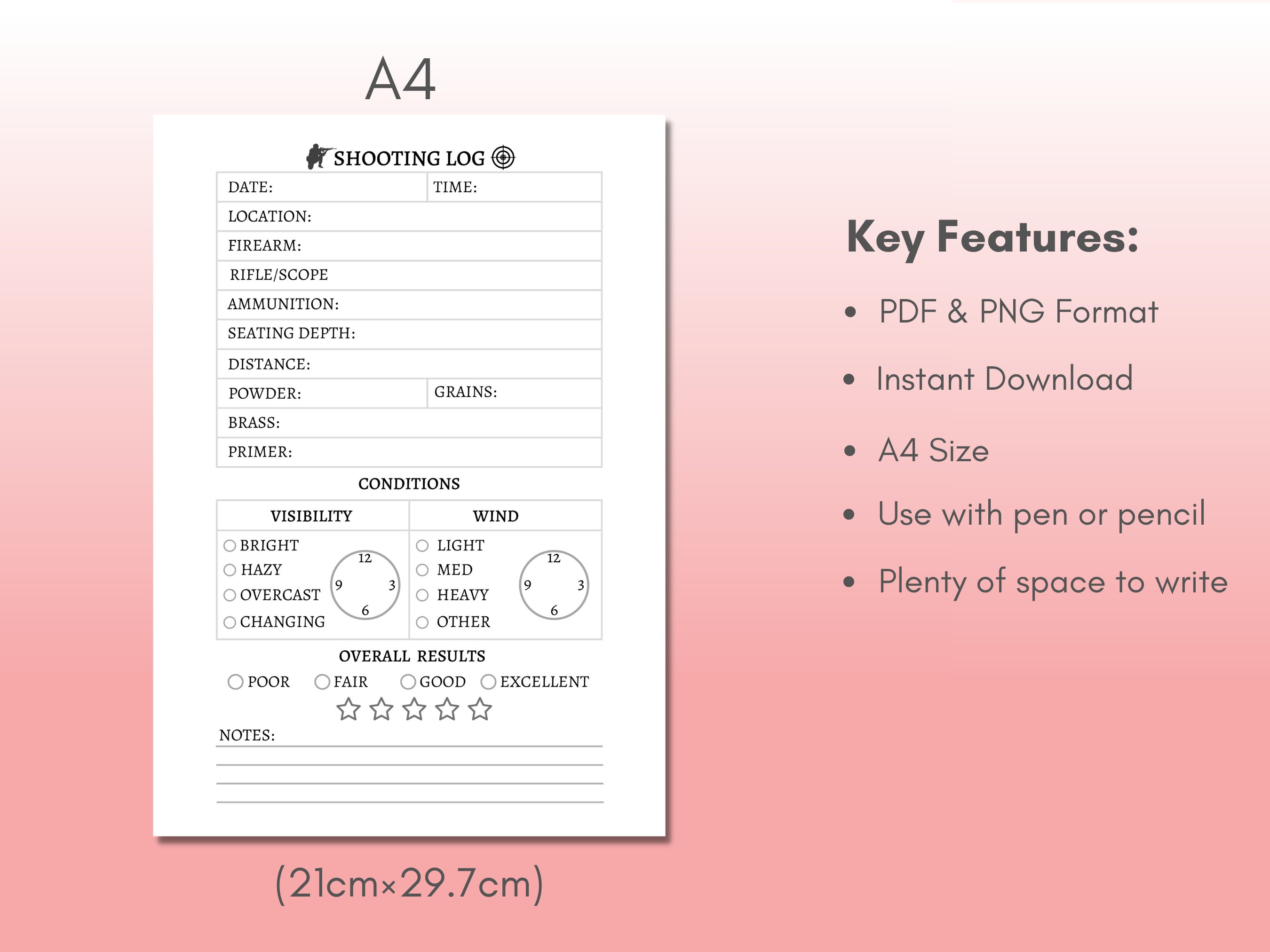 Shooting Log Printable, Shooters Data Record Book for Pistol and Rifle ...