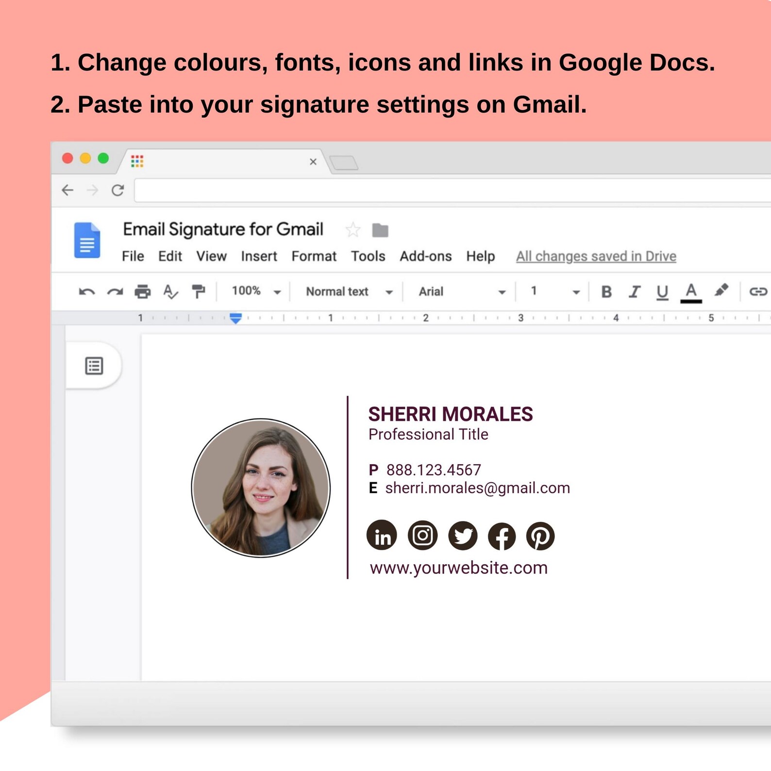 Email Signature Template for Gmail, Gmail Signature Template ...