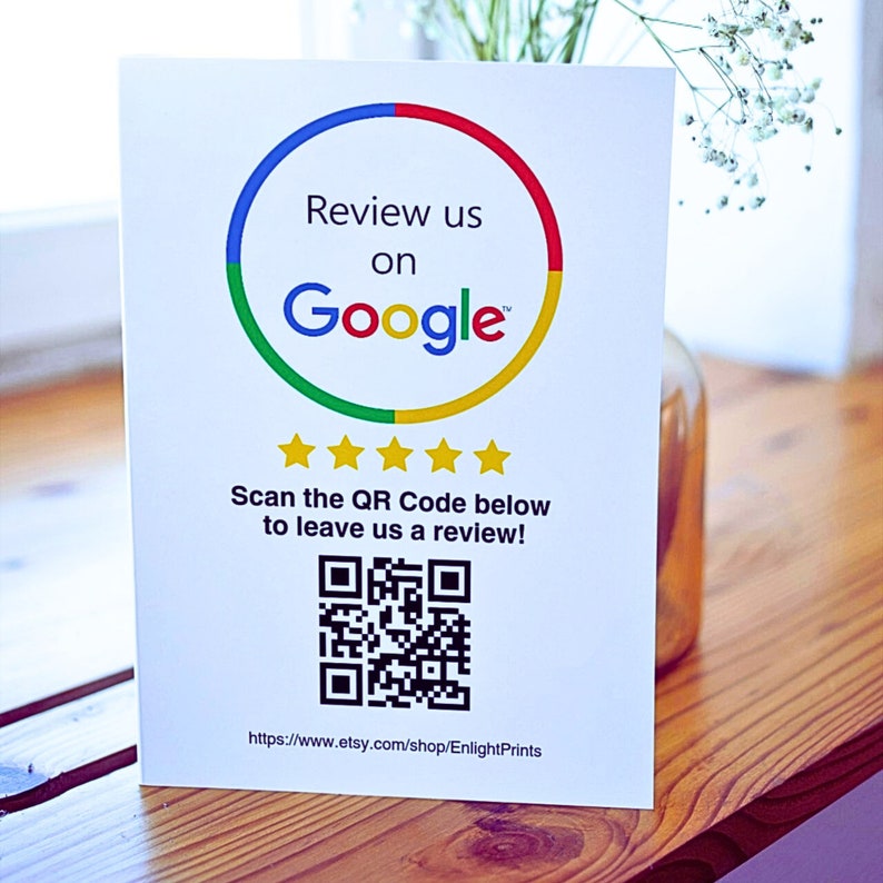 Google Review Card | Google Review QR Code Cards | Google Review Sign ...