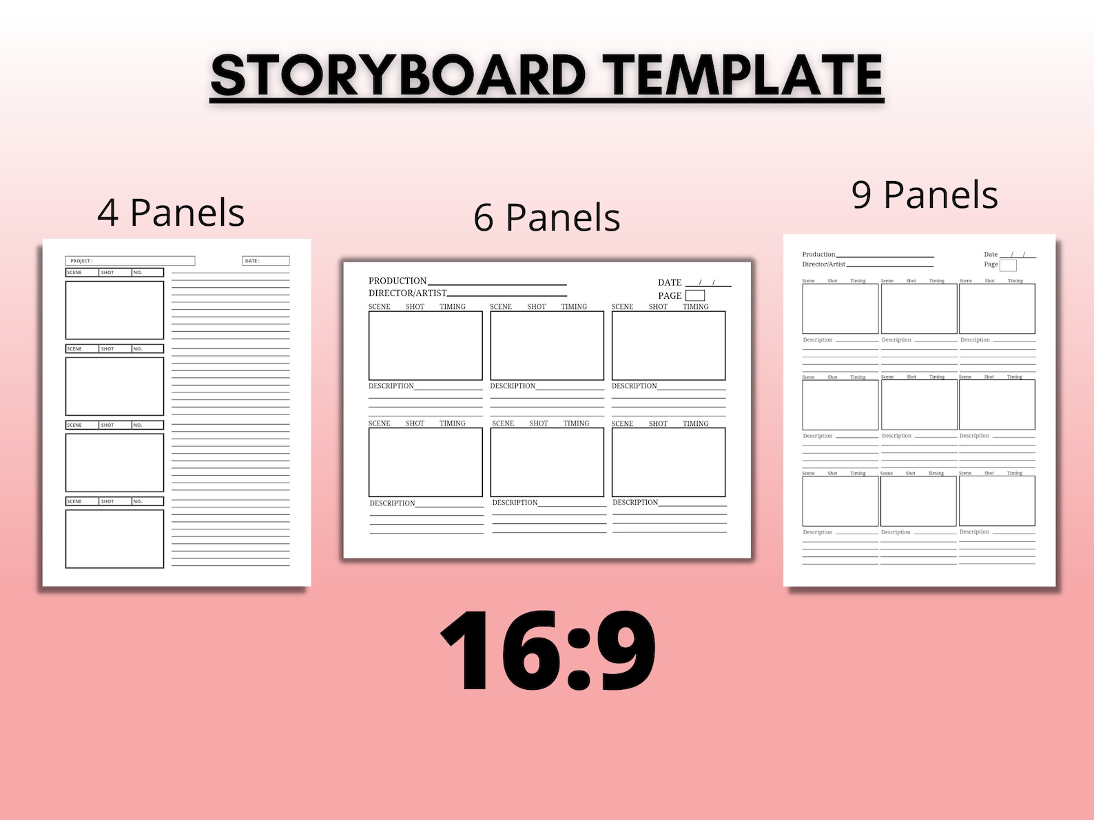 Storyboard Template, Story Board Planner Video Planner, Film Planner ...