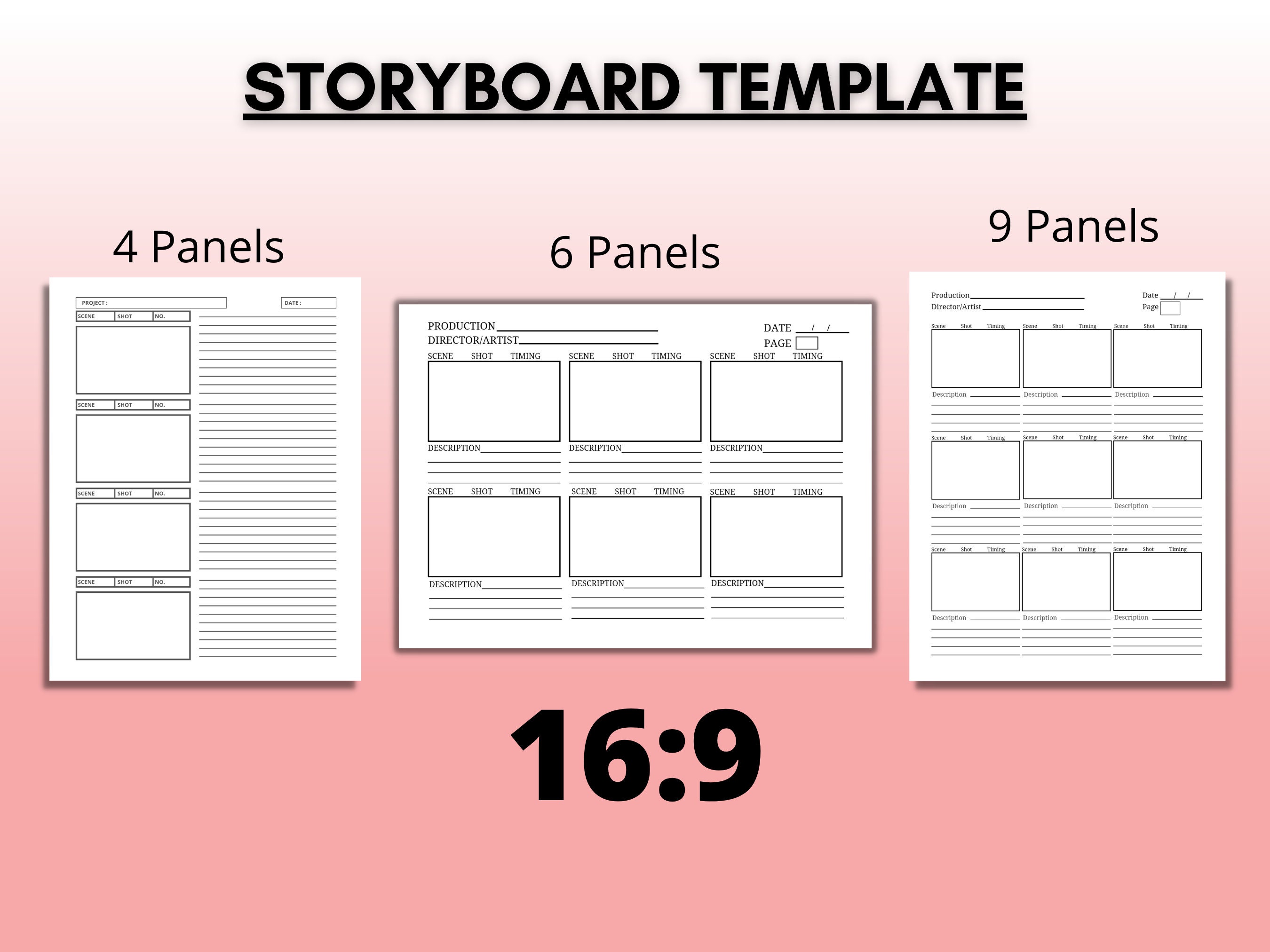 Widescreen Storyboard Template A4