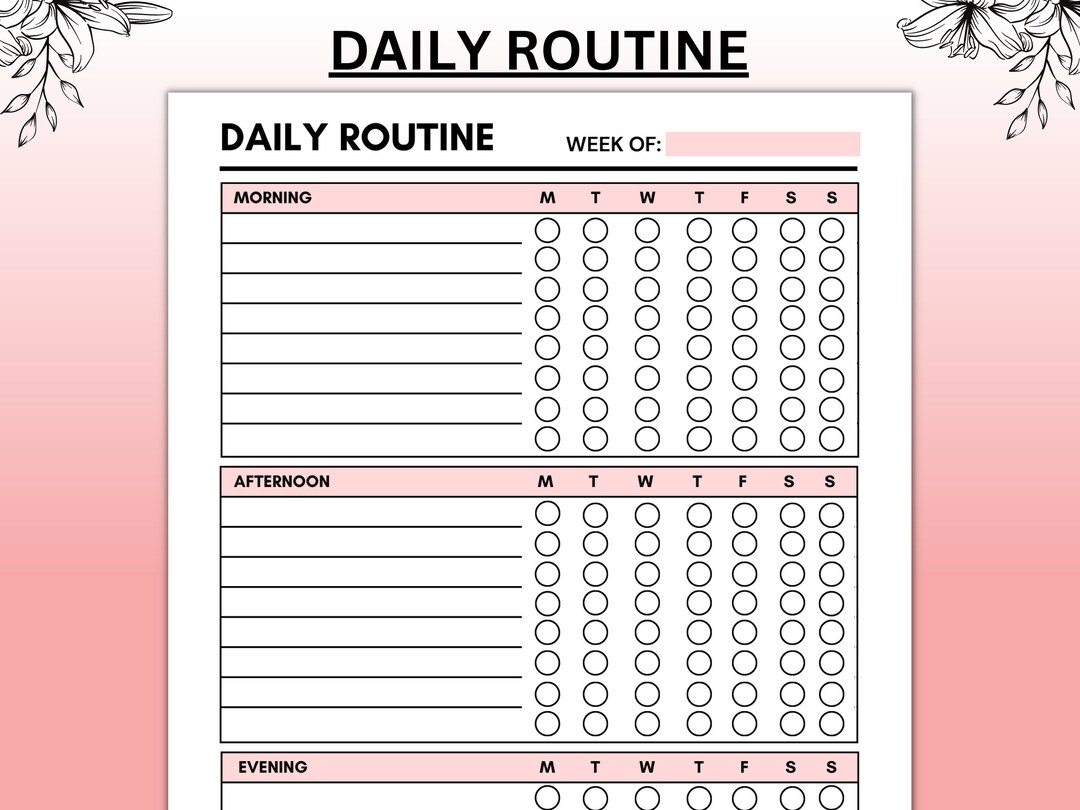 Daily Routine Planner, Daily Routine Template, Routine Planner, Habit ...