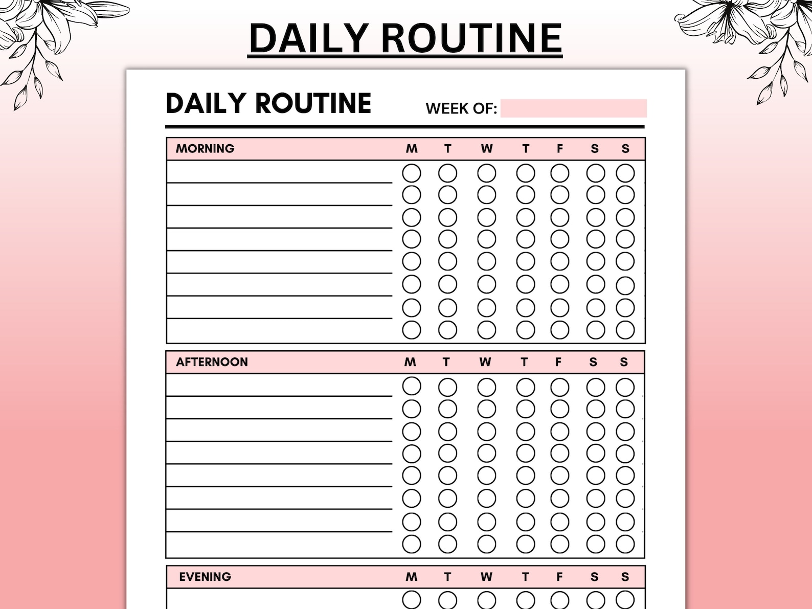 Daily Routine Planner, Daily Routine Template, Routine Planner, Habit ...