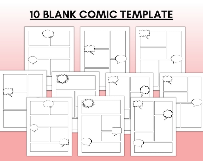 Comic Book Strip Templates Superhero Cartoon Blank Digital Paper ...