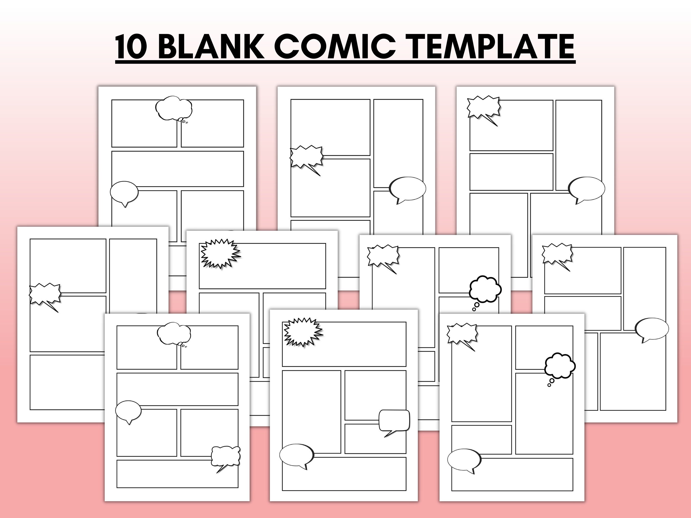 Blank Comic Book Template, Comic Book Strip Template, Empty Comic ...