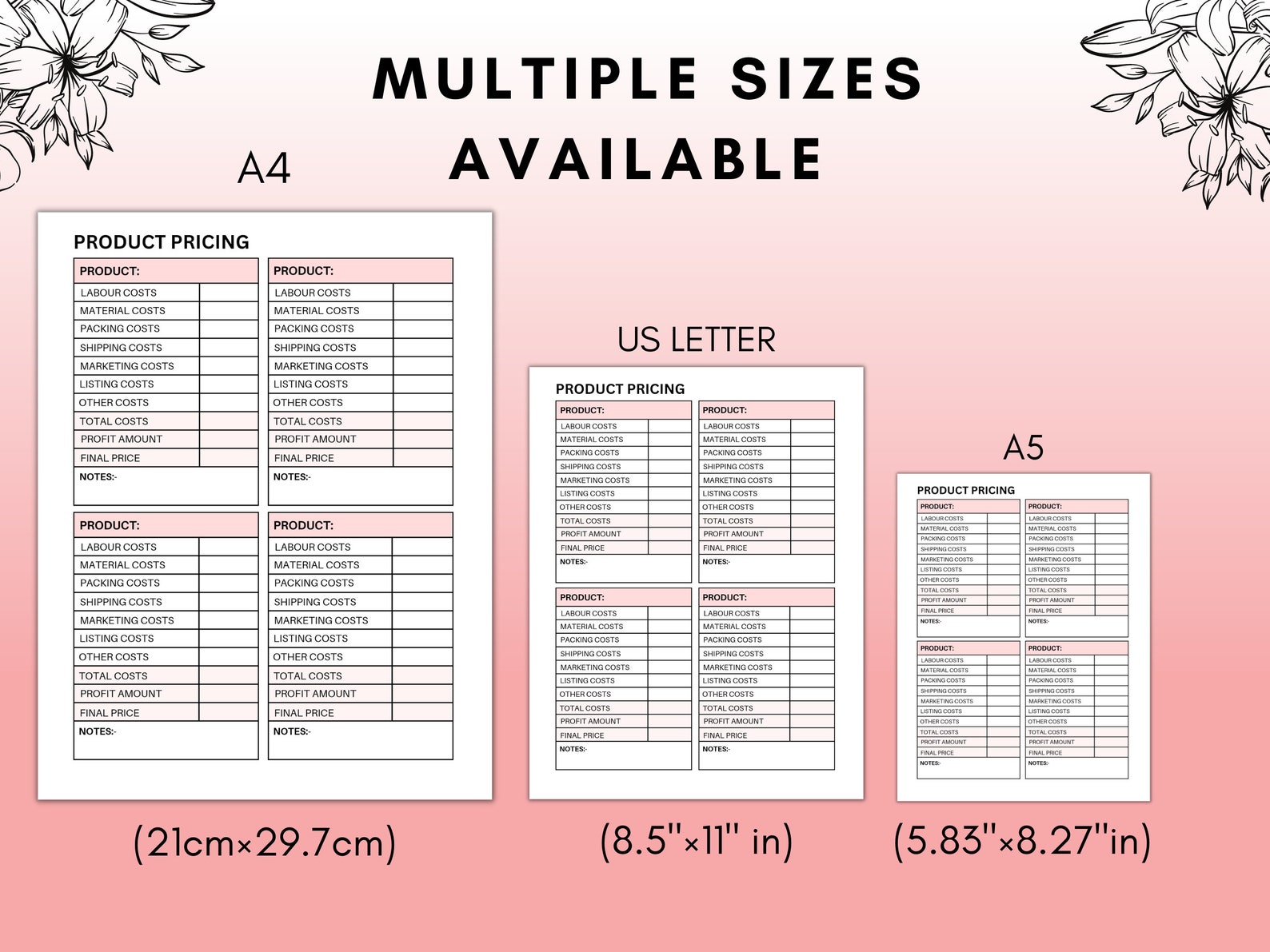 Product Pricing Template, Product Price Calculator, Business Costs ...