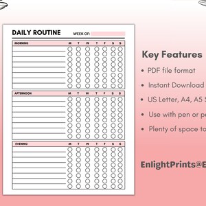 Daily Routine Planner, Daily Routine Template, Routine Planner, Habit ...