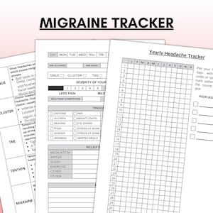 Migraine Tracker Printable, Headache Tracker, Headache Log, Migraine ...