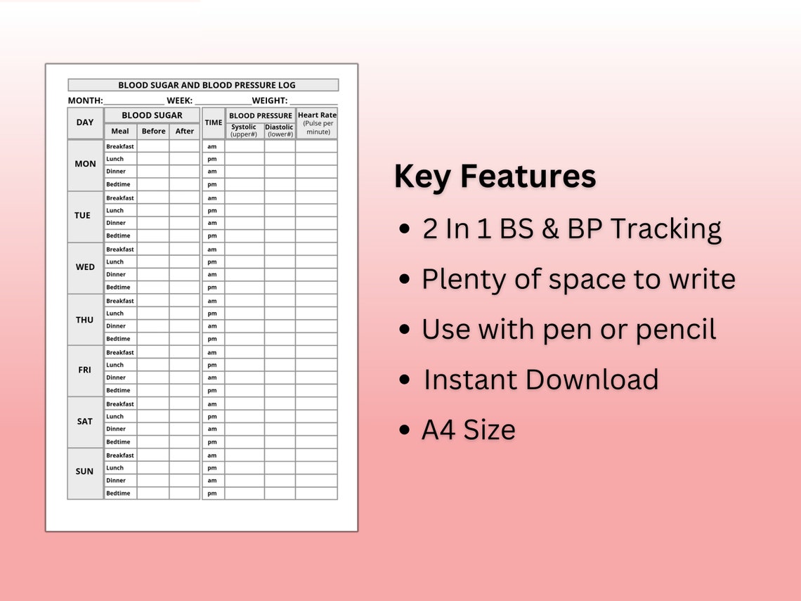 Blood Sugar and Blood Pressure Log, Blood Sugar Tracker, Blood Pressure ...