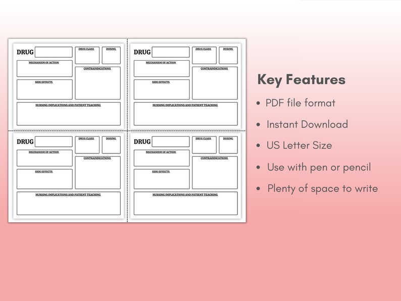 Pharmacology Template, Drug Card Template, Med Card Template ...