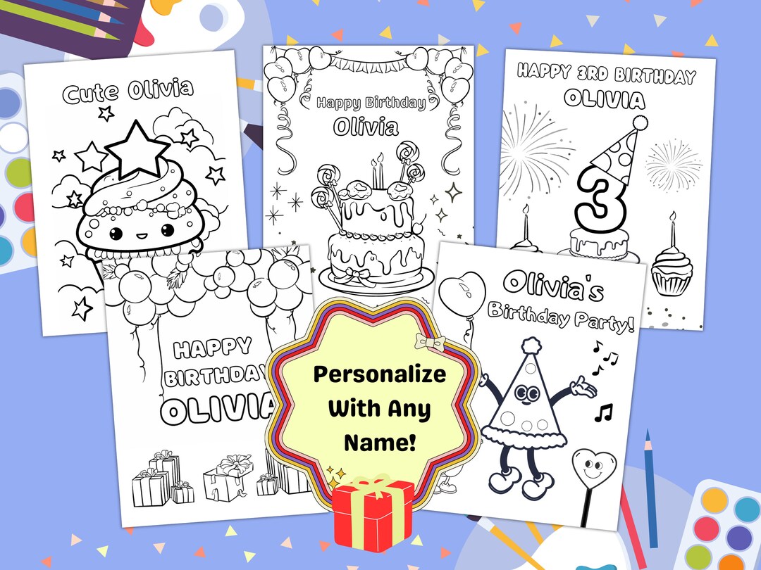 Personalized Birthday Coloring Pages for Kids Custom Name Birthday Kids ...