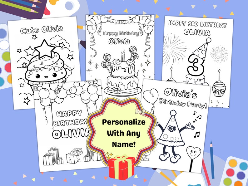 Personalized Birthday Coloring Pages for Kids Custom Name Birthday Kids ...