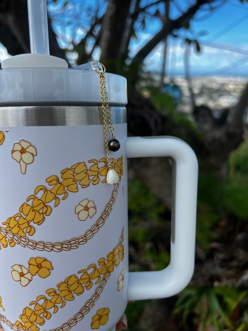 Stanley Cup Tumbler Straw Charm Tahitian Pearl Pikake Accessories for ...