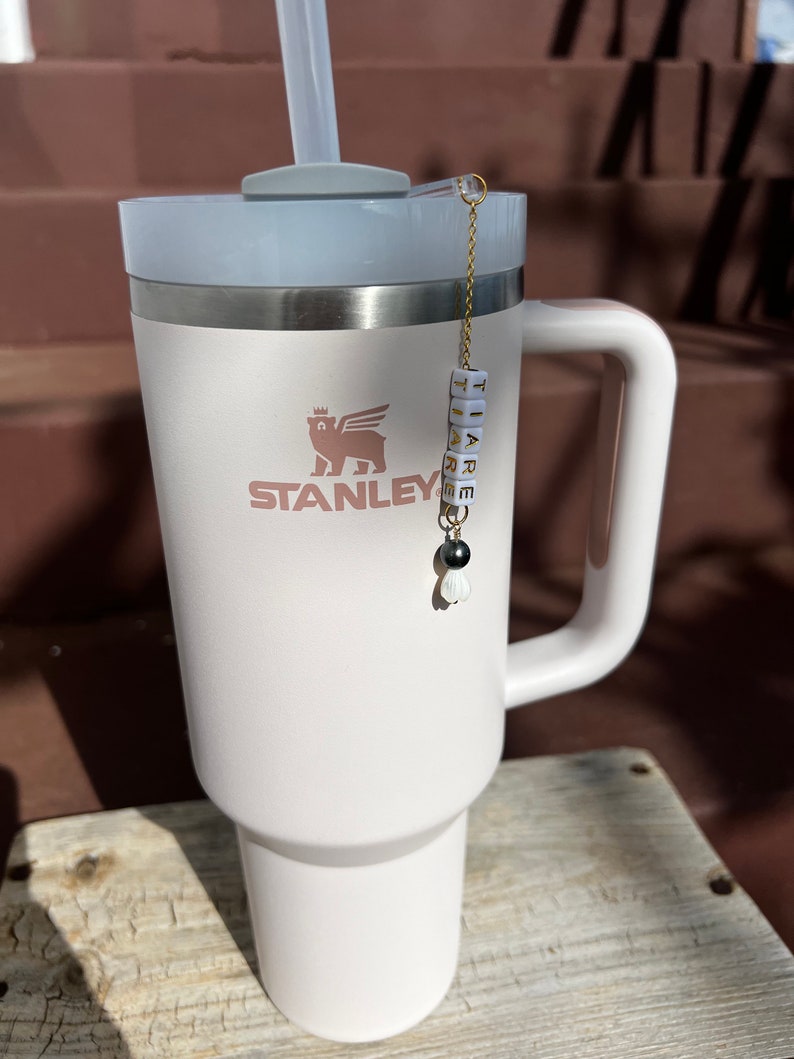 Personalized Stanley Cup Tumbler Straw Charm Tahitian Pearl Pikake ...