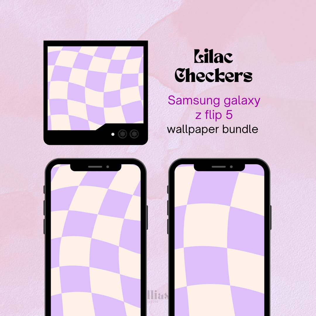 Lilac Checkers Galaxy Z Flip 5 Wallpaper Retro Y2K Kawaii Cute Phone ...