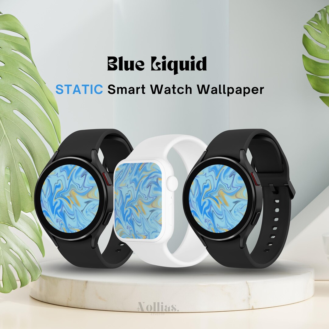 Blue Water Marble Smart Watch Wallpaper | Instant Digital Download ...