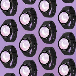 Whimsical Cloudy Moon Smart Watch Background | Pink Purple Samsung ...