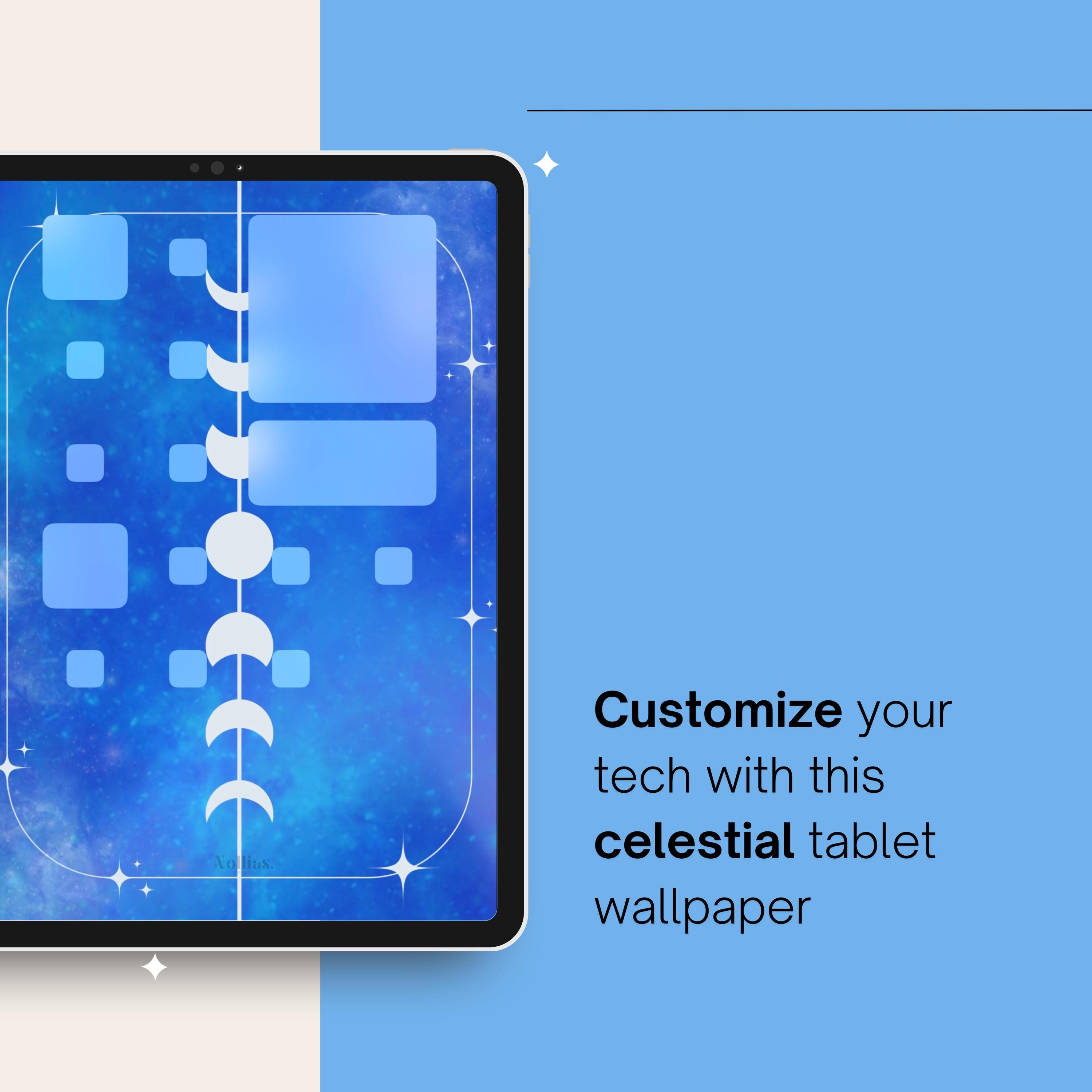 Celestial Moon Phases Digital Wallpaper | Cute Boho Tablet Background ...